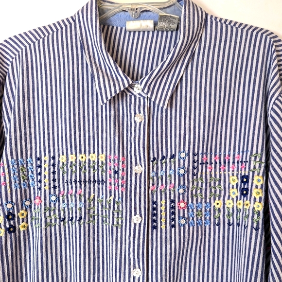 Koret | Tops | Koret Cotton Shirt 24w Button Up Embroidered Long Sleeve ...